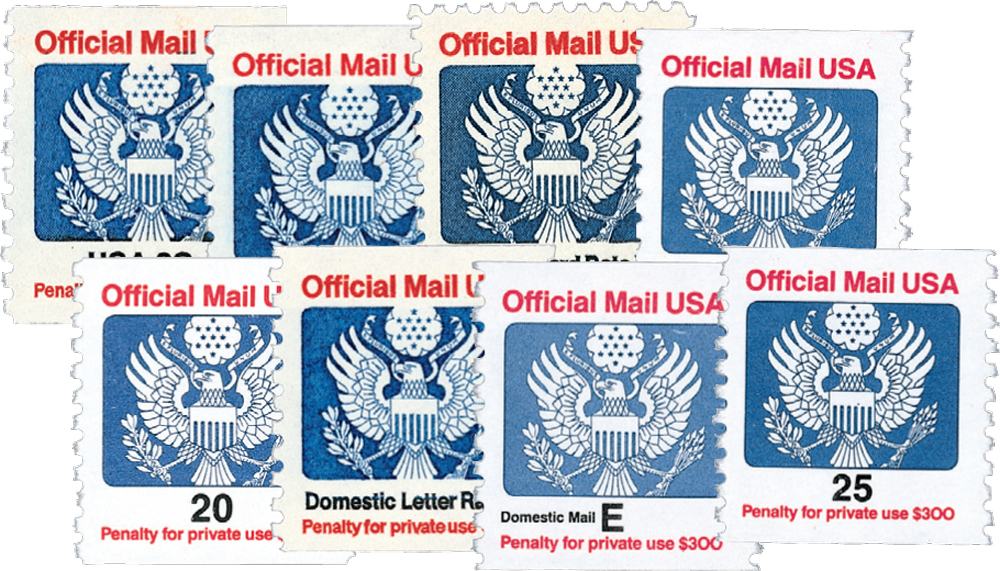 O135/141 - 1983-88 Official Mail Stamp (8) - Mystic Stamp Company