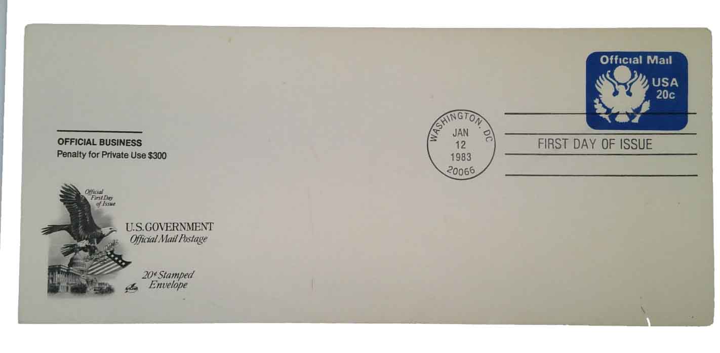 UO73 - 1983 20c Official Mail Golden Eagle Envelope - Mystic Stamp Company