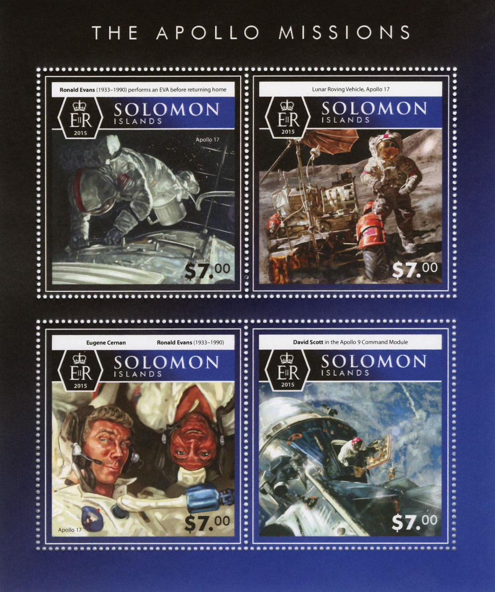 M12228 - 2015 $7 The Apollo Missions, Mint, Sheet of 4 Stamps, Solomon ...