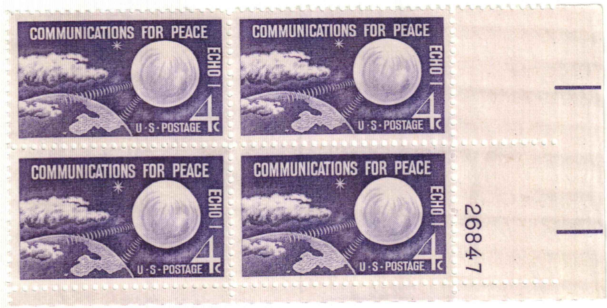 1173 - 1960 4c Echo I, Communications for Peace - Mystic Stamp Company