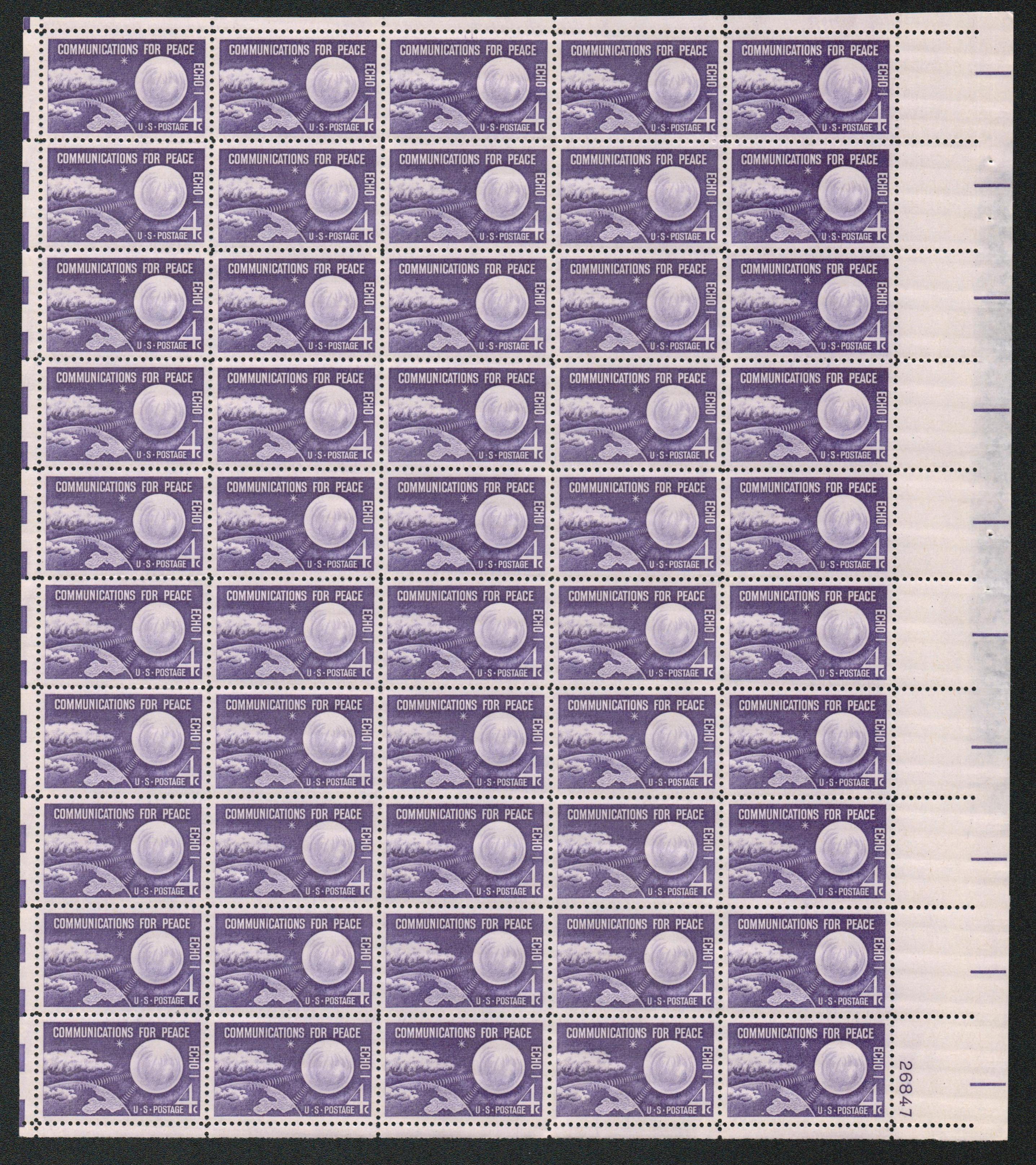 1173 - 1960 4c Echo I, Communications for Peace - Mystic Stamp Company