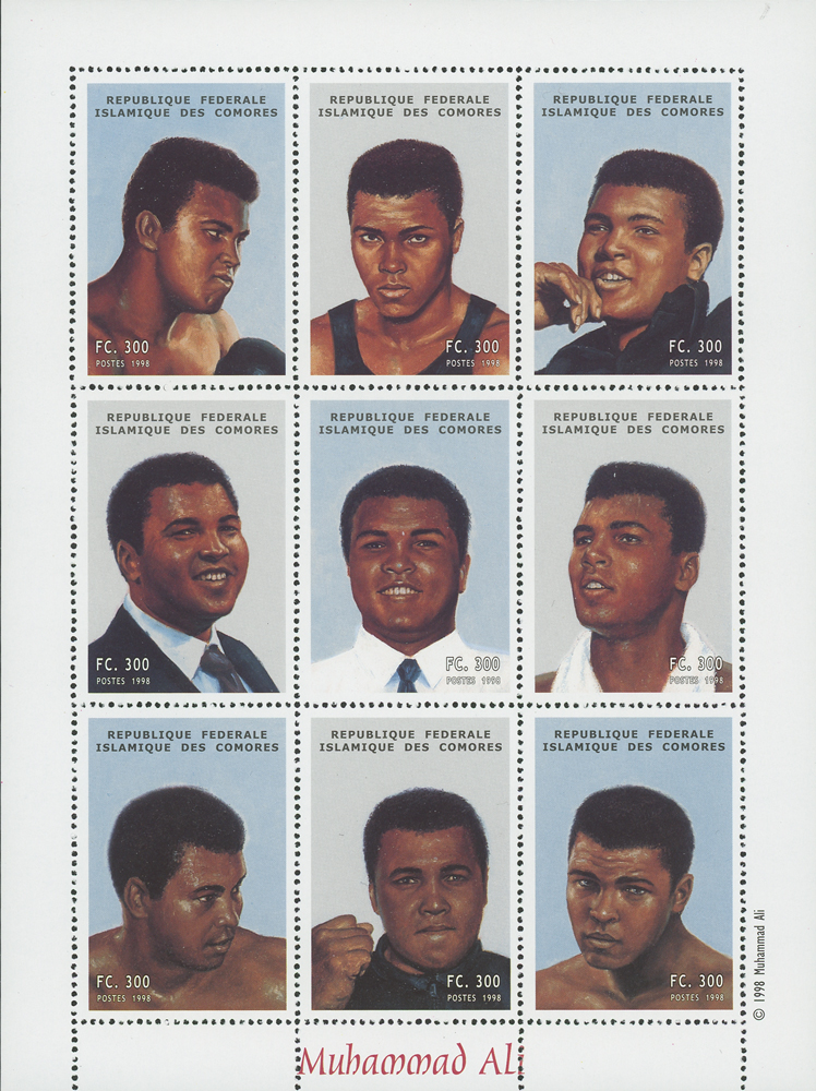 M11810 - 1998 Muhammad Ali Portraits sheet of 9 - Mystic Stamp Company