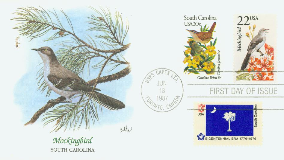 2330 - 1987 22c North American Wildlife: Mockingbird - Mystic Stamp Company