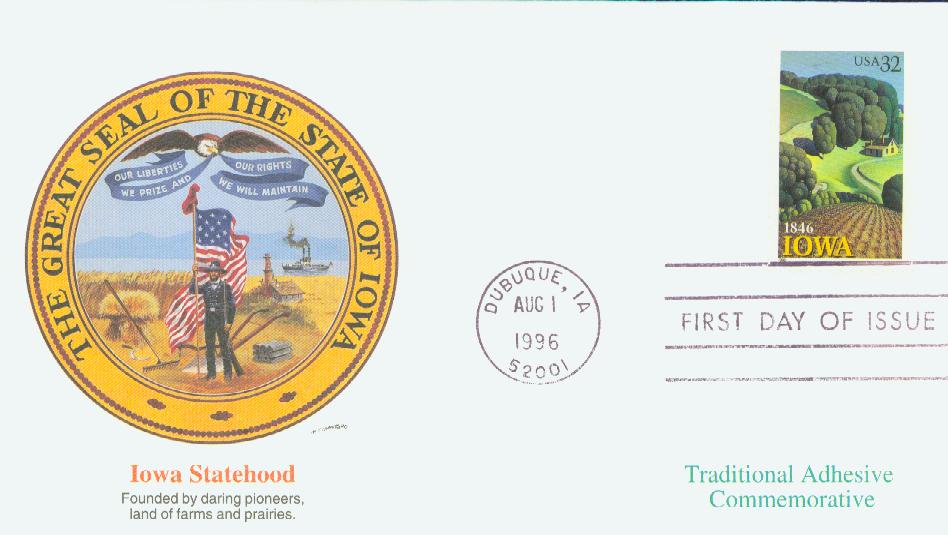 3088 - 1996 32c Iowa Statehood - Mystic Stamp Company