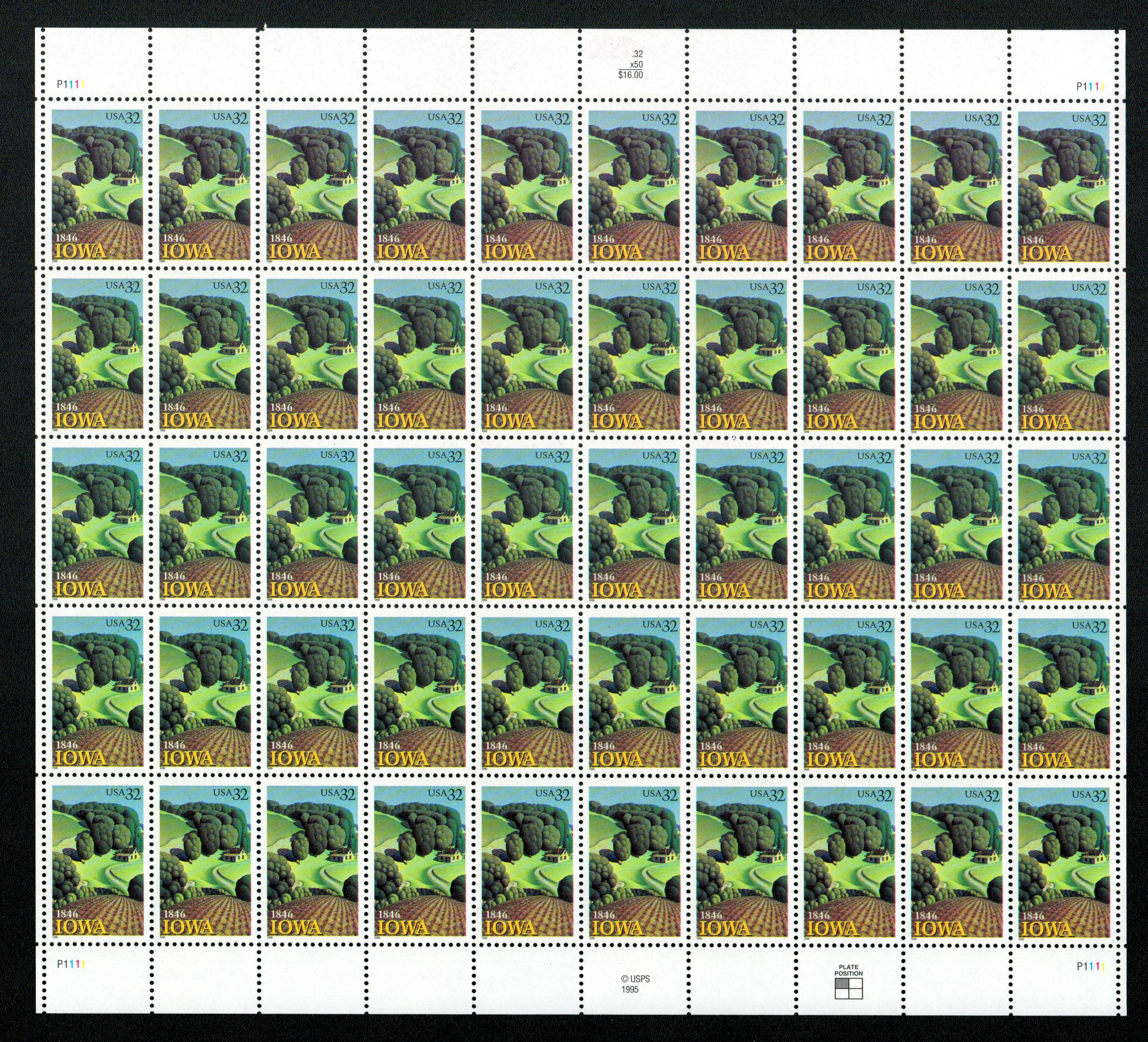 3088 - 1996 32c Iowa Statehood - Mystic Stamp Company