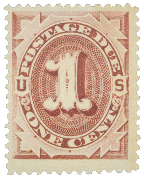 J15 - 1884 1c Postage Due Stamp - red brown - Mystic Stamp Company