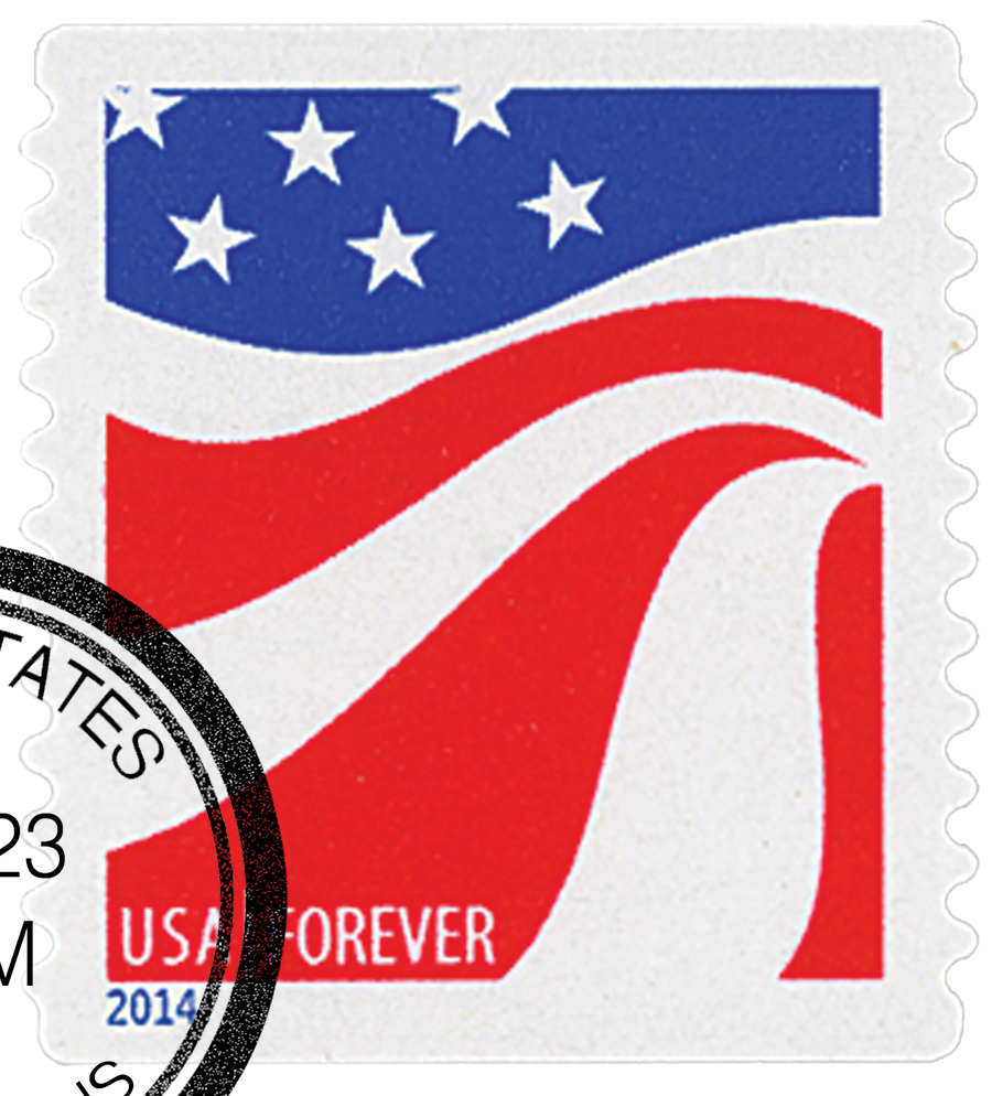 4896 - 2014 First-Class Forever Stamp - Red, White and Blue: Flag with ...