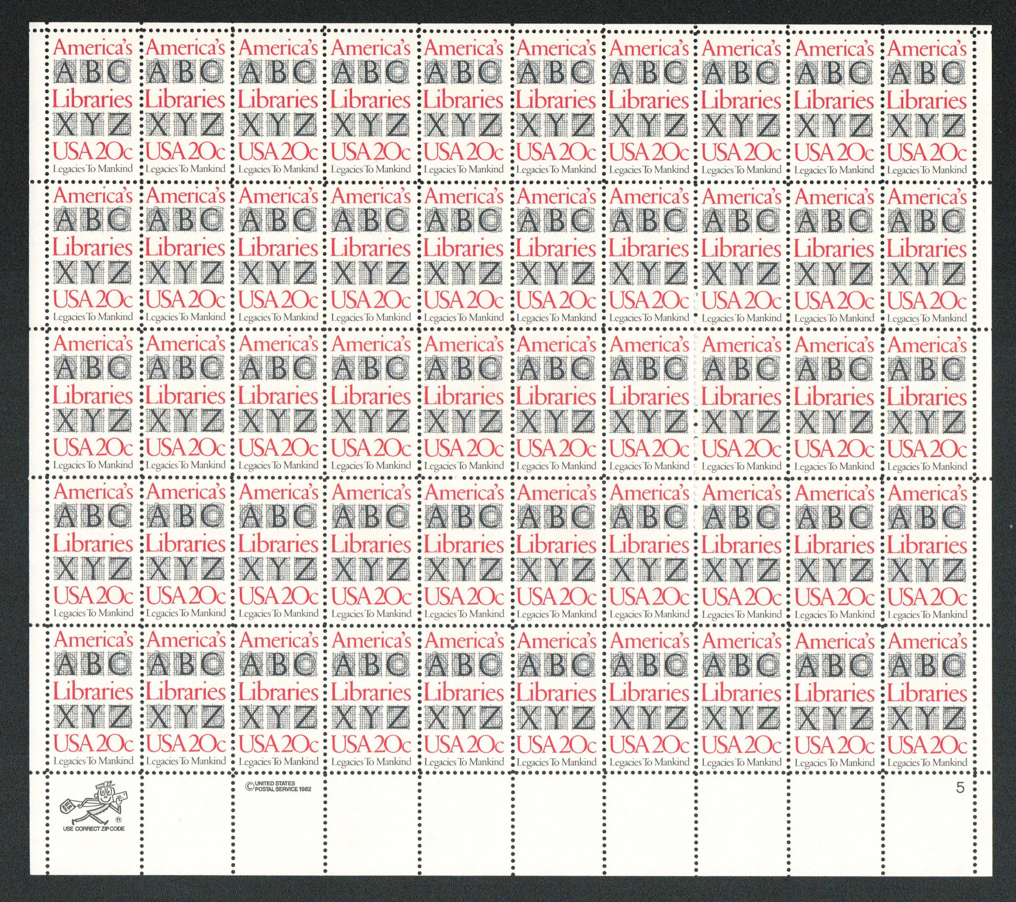 2015 - 1982 20c America's Libraries - Mystic Stamp Company
