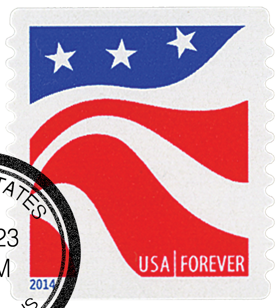 4895 - 2014 First-Class Forever Stamp - Red, White and Blue: Flag with ...