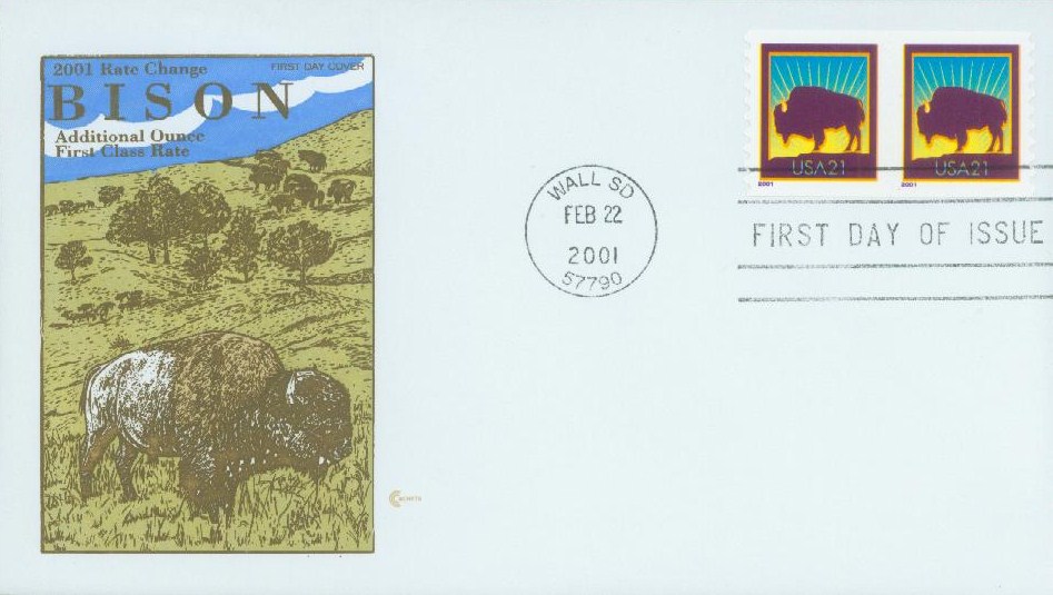 3475 - 2001 21c Bison, coil - Mystic Stamp Company
