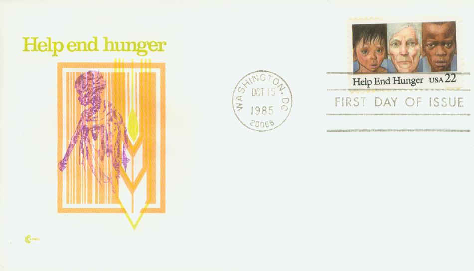 2164 - 1985 22c Help End Hunger - Mystic Stamp Company