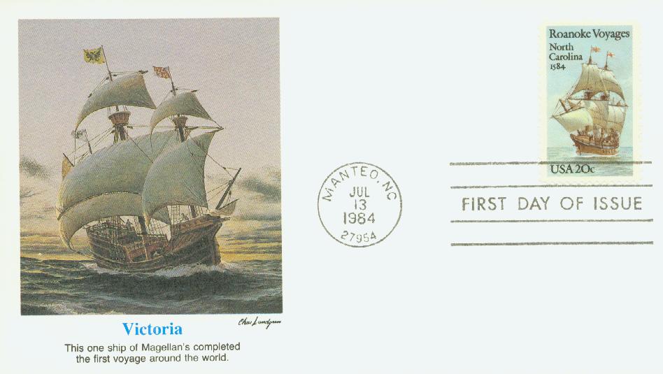 2093 - 1984 20c Roanoke Voyages - Mystic Stamp Company