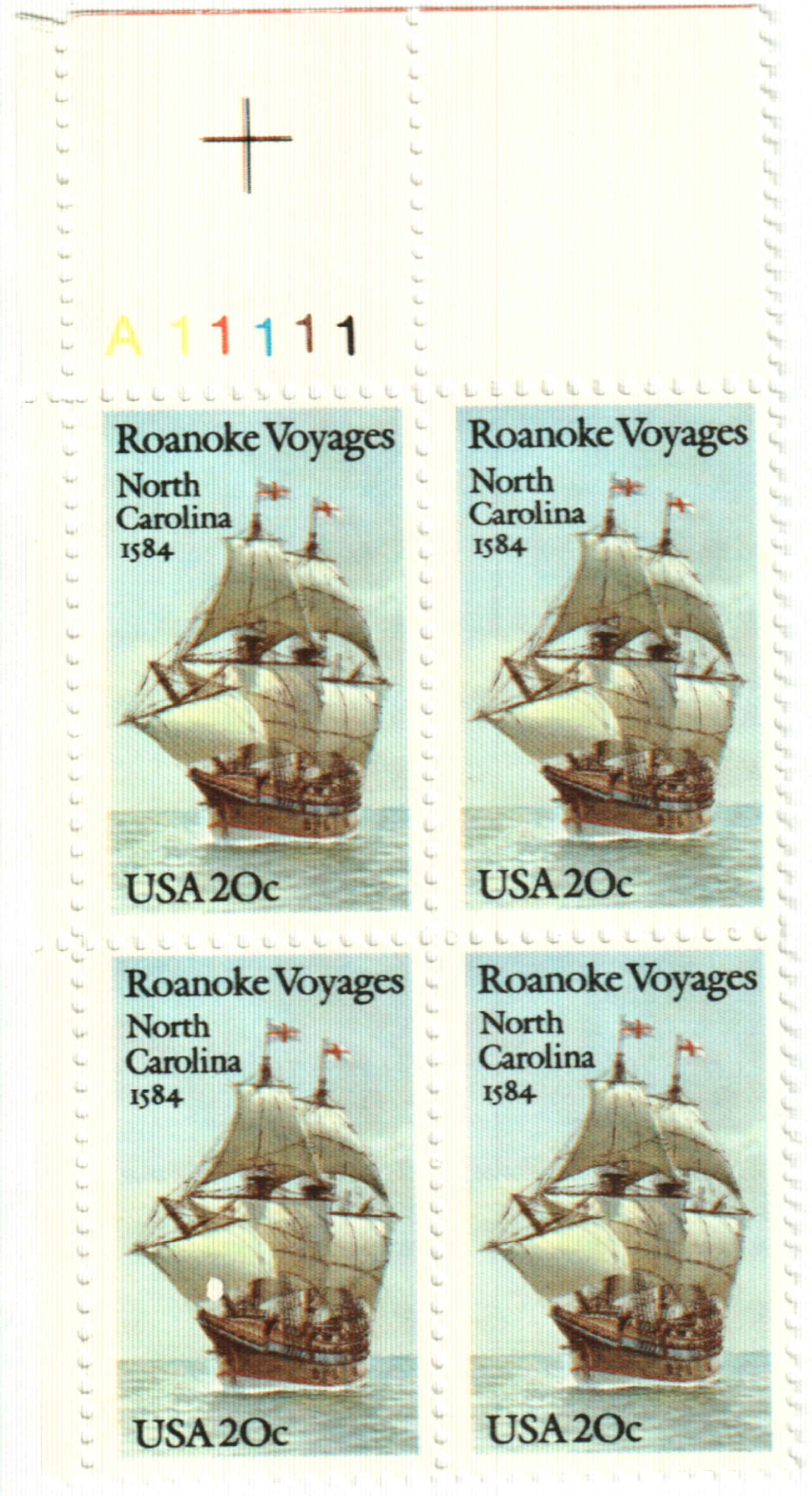 2093 - 1984 20c Roanoke Voyages - Mystic Stamp Company
