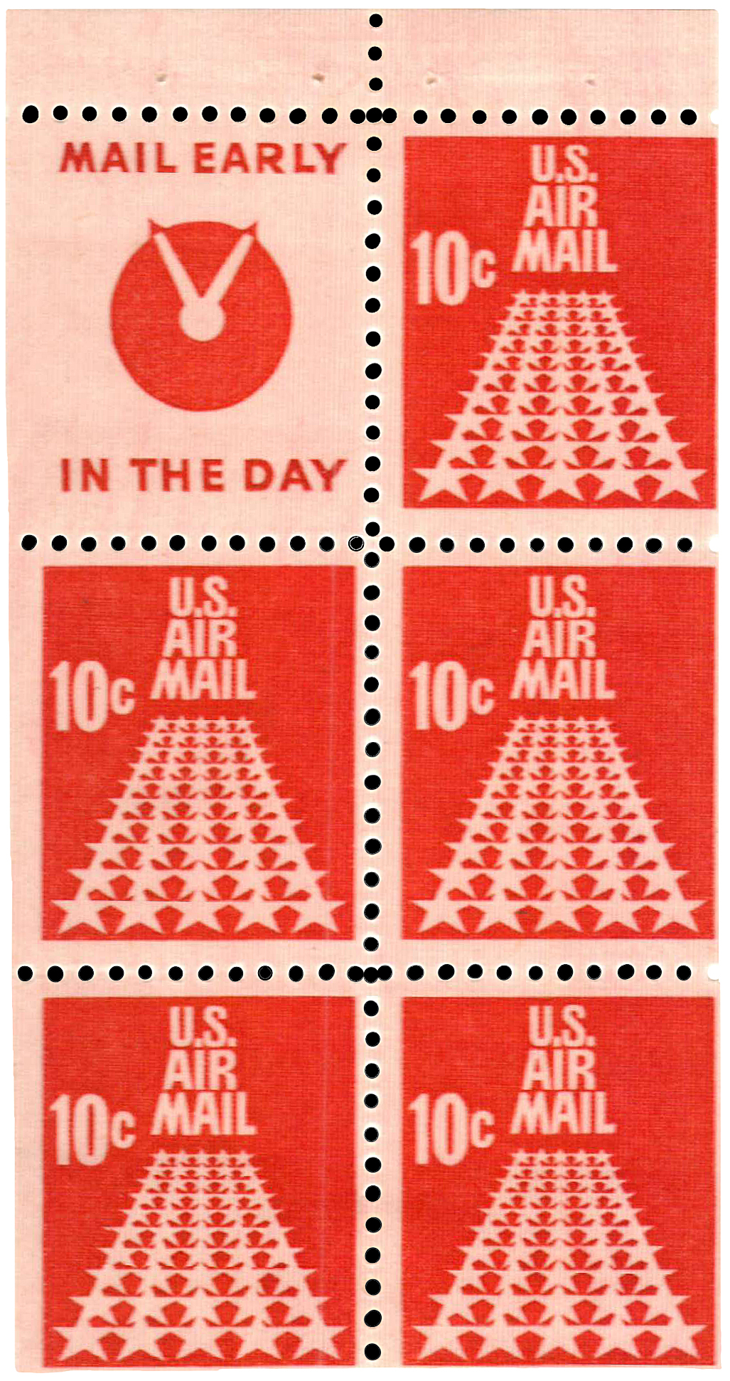 C72c - 1968 10c Commemorative Bklt pane 5+label - Mystic Stamp Company