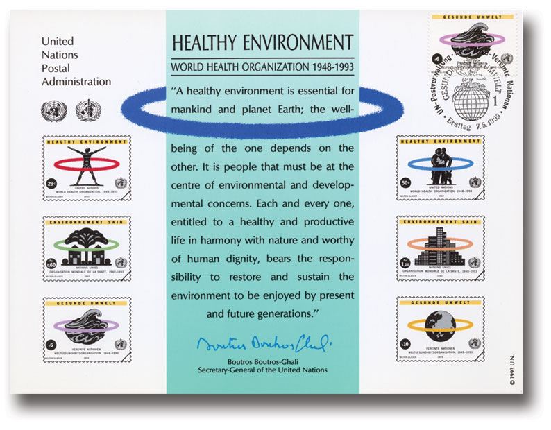 7252684 - 1993 UN GN Healthy Environment Souvenir Card - Mystic Stamp ...