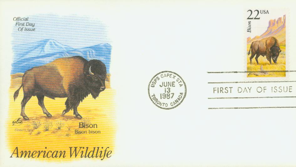 2320 - 1987 22c North American Wildlife: Bison - Mystic Stamp Company