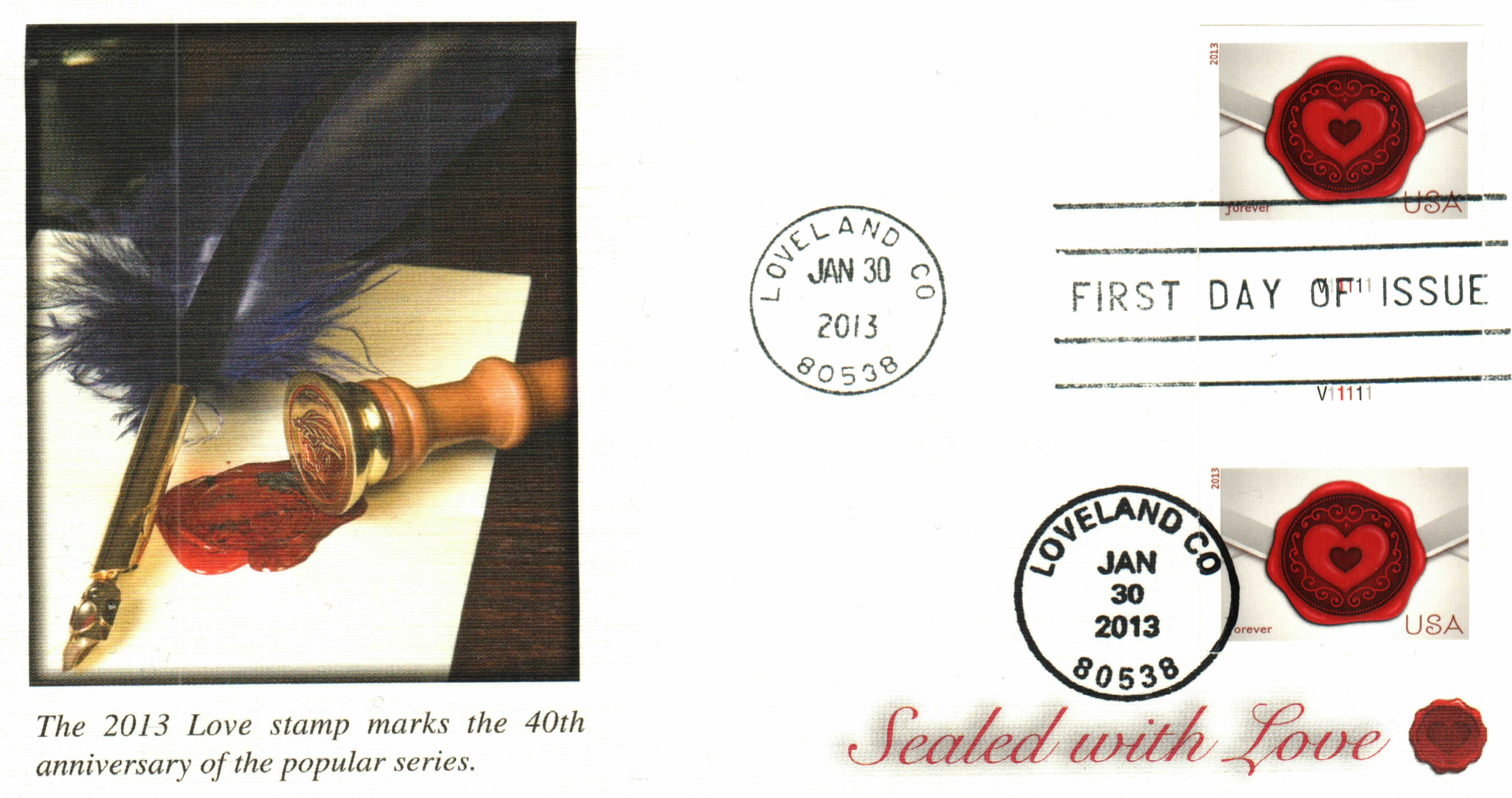4741a - 2013 First-Class Forever Stamp - Imperforate Love Series ...