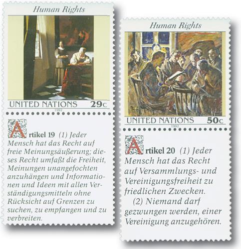 UN616-17 - 1992 Human Rights - Mystic Stamp Company