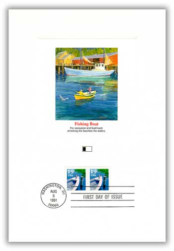 55869 - 1991 Fishing Boat Coil 19c Proofcard - Mystic Stamp Company
