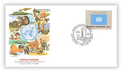 8A569 - 1989 25c UN Flags United Nations - Mystic Stamp Company