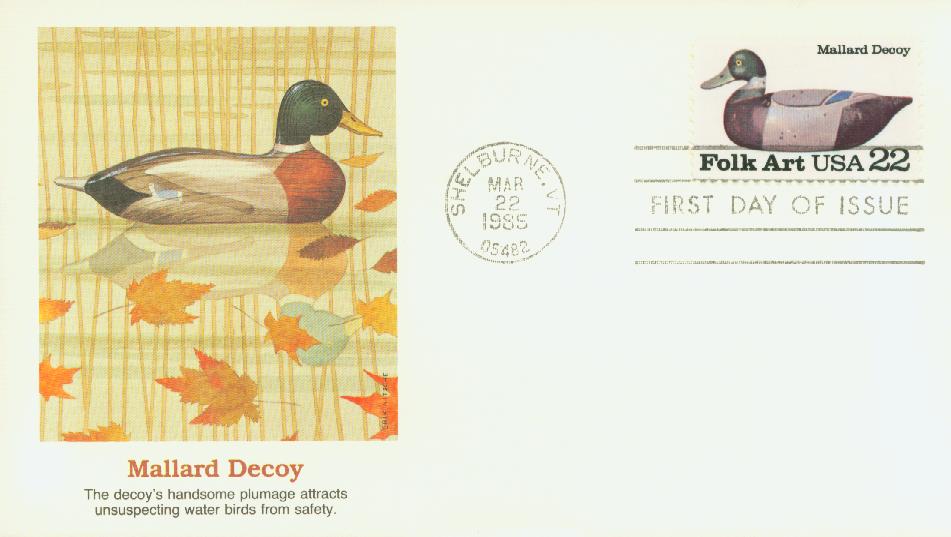 2139 - 1985 22c Broadbill Duck Decoys: Mallard - Mystic Stamp Company