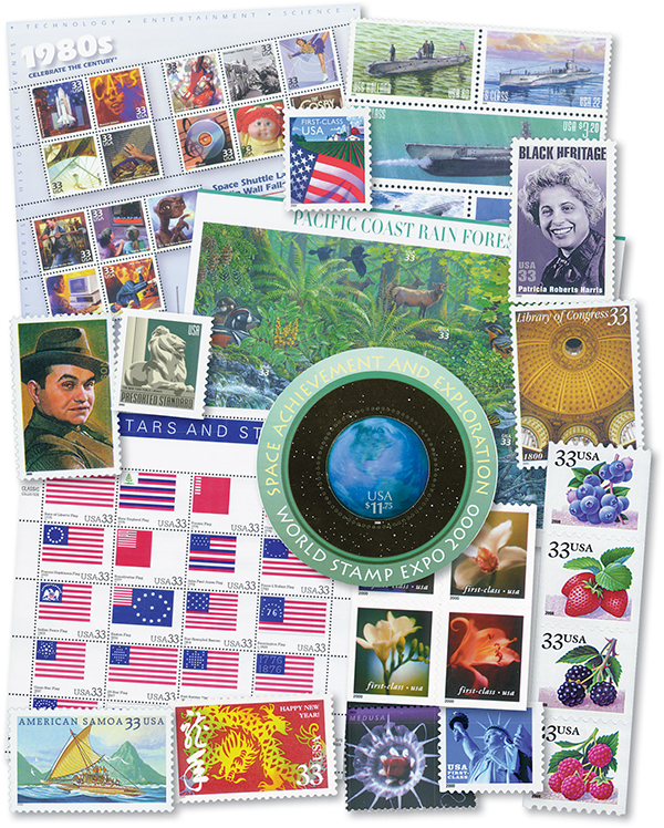 YS2000A - 2000 Complete Year Set, 142 stamps - Mystic Stamp Company