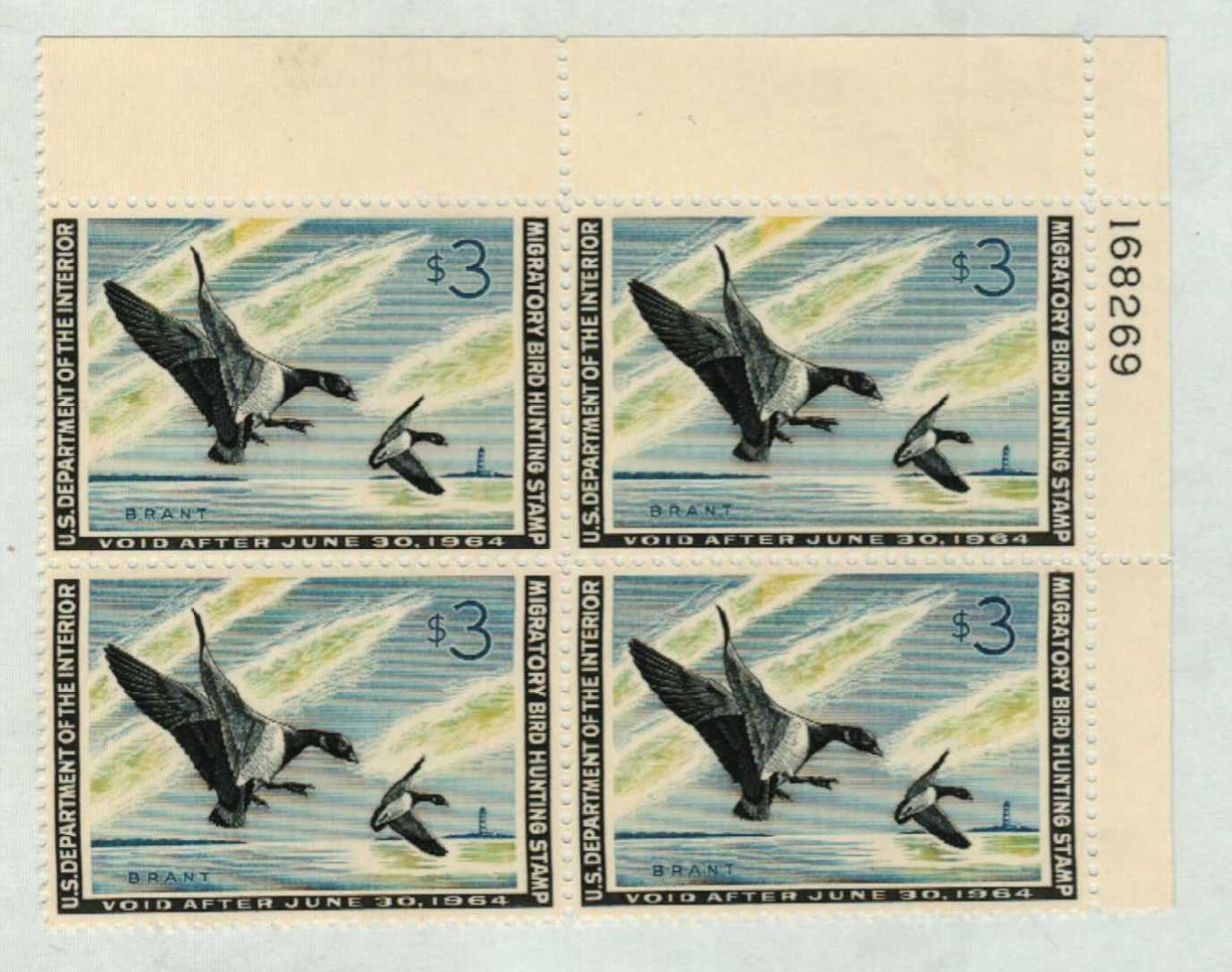 RW30 - 1963 $3.00 Federal Duck Stamp - Brant Landing Ducks - Mystic ...