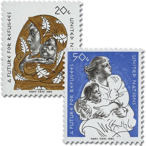 UN423-24 - 1984 Future for Refugees - Mystic Stamp Company