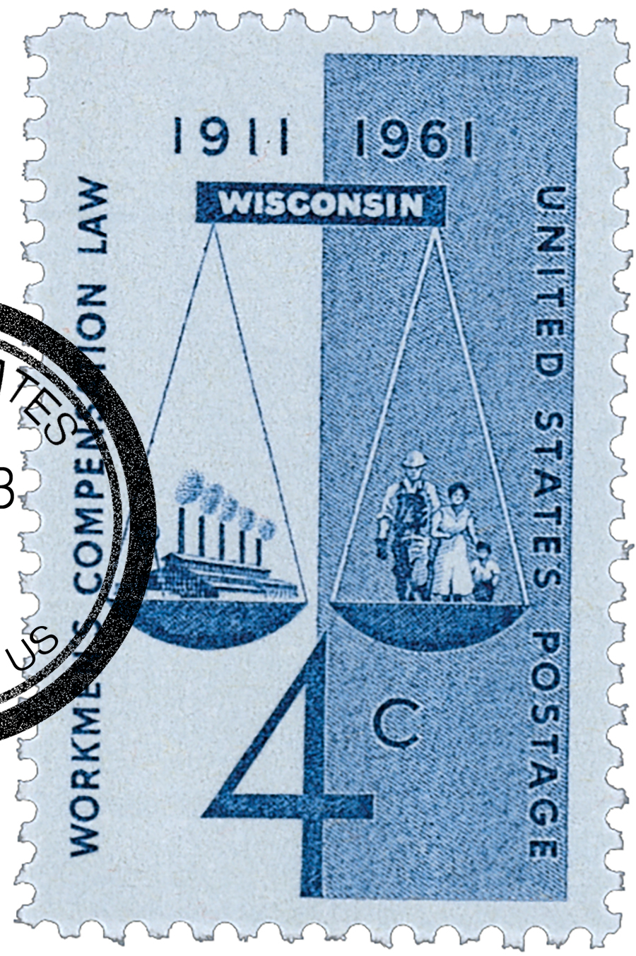 1186 - 1961 4c Workmen's Compensation Law - Mystic Stamp Company