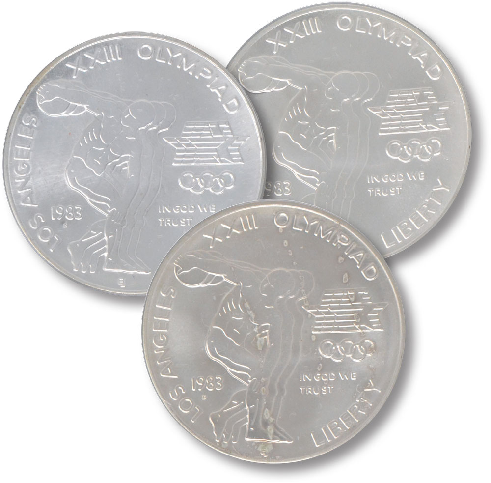 M12006 - 1983 Olympic Silver Dollars from 3 mints, Uncirculated ...