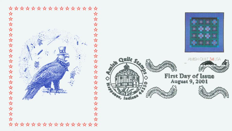 3527 - 2001 34c Amish Quilts: Purple border, Double Nine Patch - Mystic ...