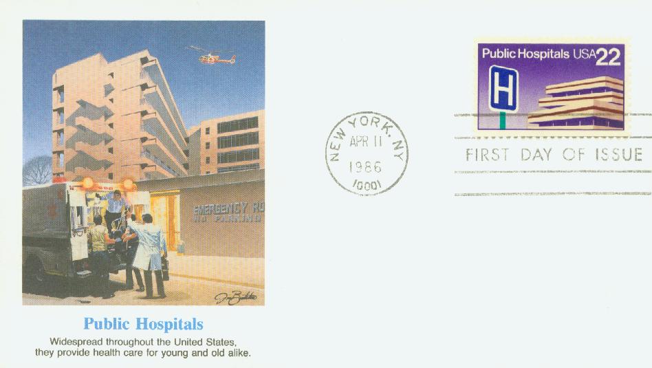 2210 - 1986 22c Public Hospitals - Mystic Stamp Company
