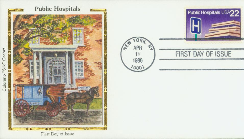 2210 - 1986 22c Public Hospitals - Mystic Stamp Company
