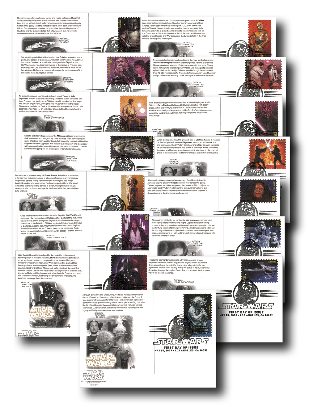 UX489-503 - 2007 Star Wars Postcards, set of 15 - Mystic Stamp Company