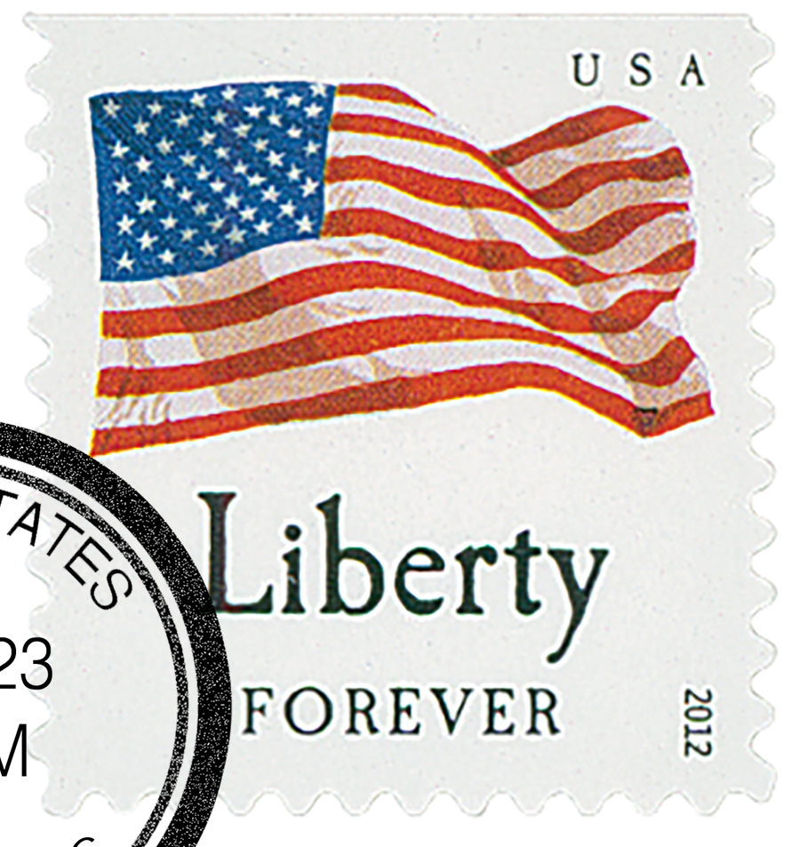 4646 - 2012 First-Class Forever Stamp - Flag and "Liberty" with Dark ...