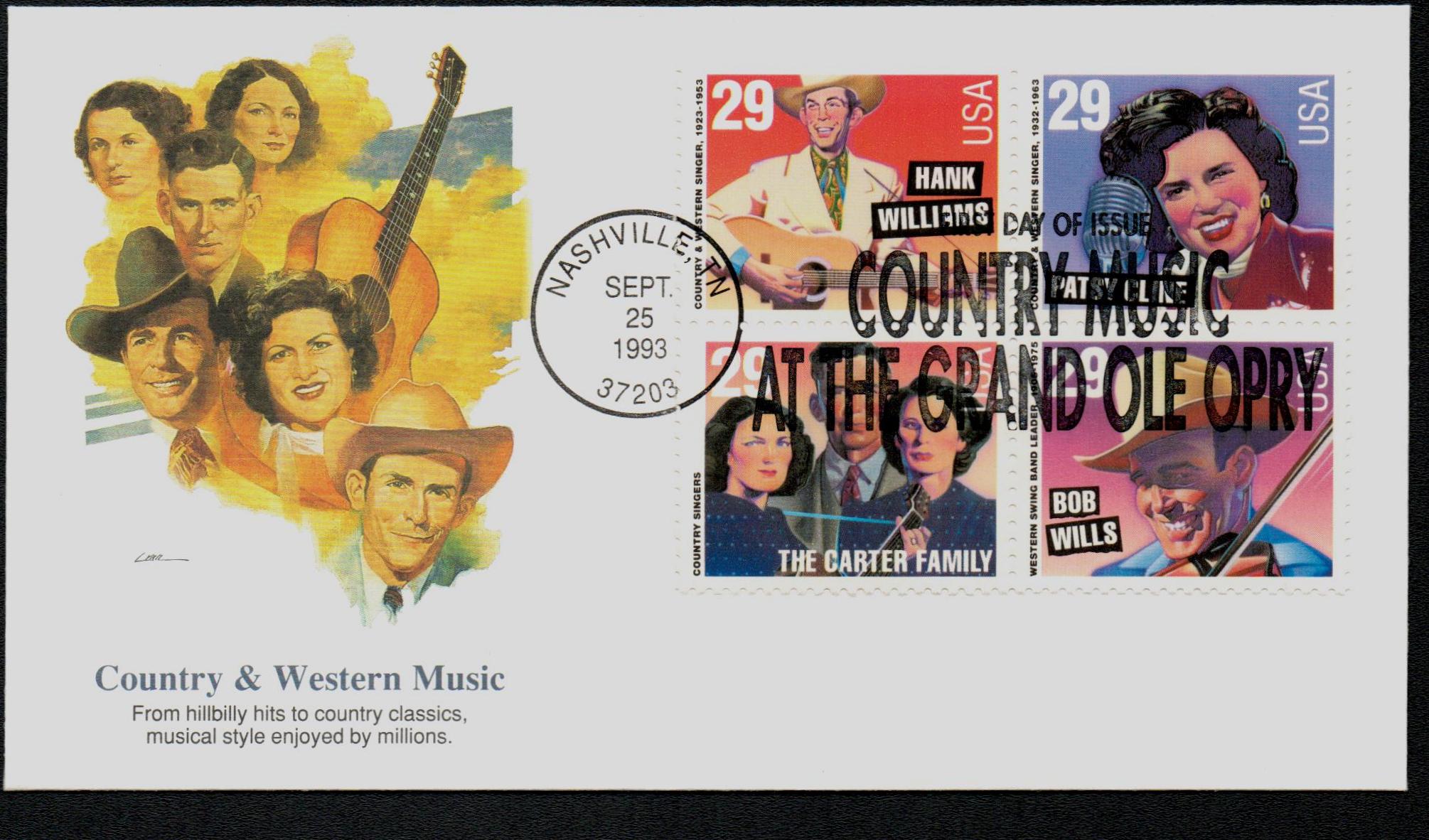 2775-78 - 1993 29c Country Music Legends, booklet stamps - Mystic Stamp ...