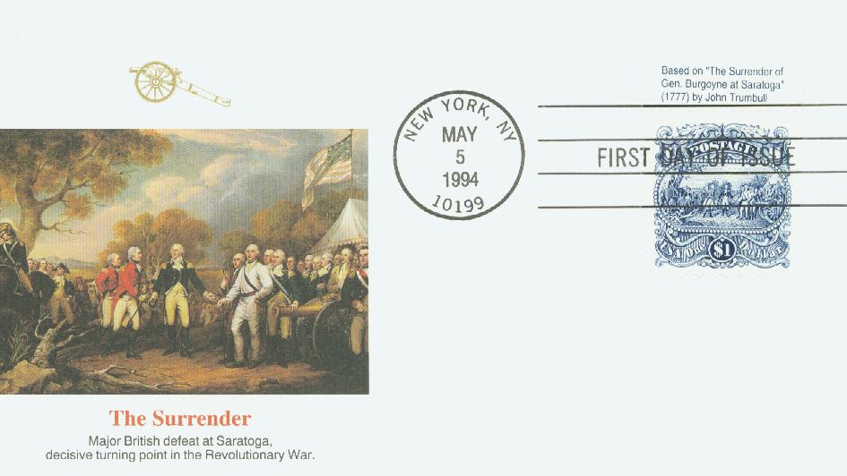 2590 - 1994 $1 Surrender of Burgoyne - Mystic Stamp Company