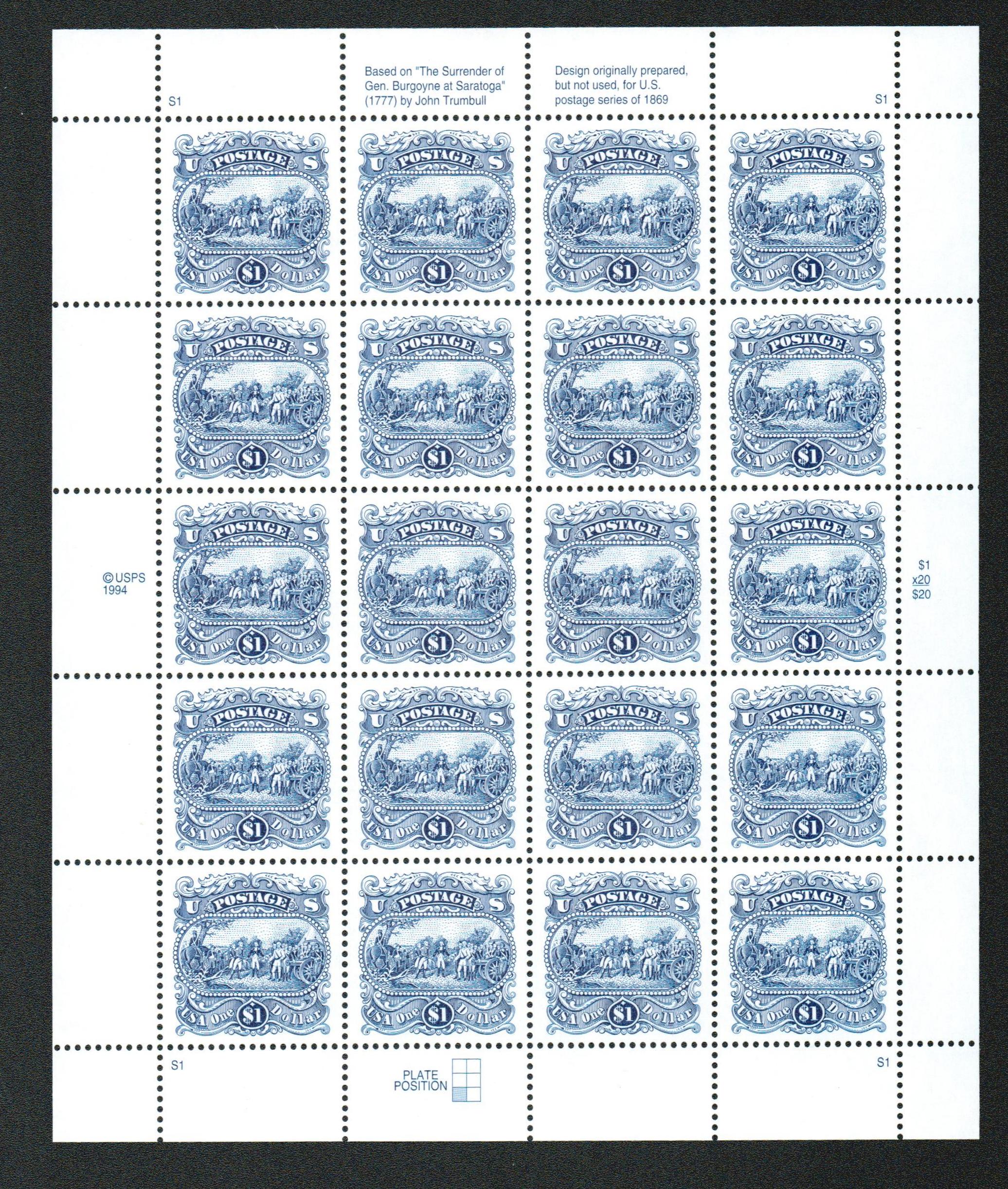 2590 - 1994 $1 Surrender of Burgoyne - Mystic Stamp Company