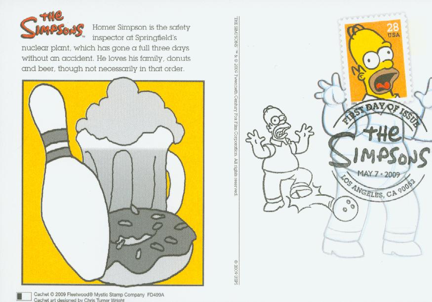 UX557 - 2009 28c Simpsons, Homer post card - Mystic Stamp Company