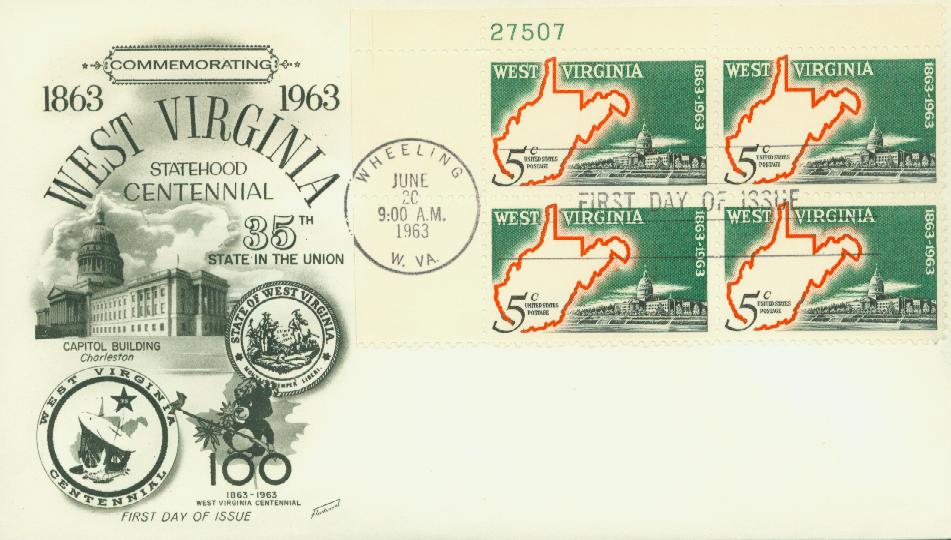 1232 - 1963 5c West Virginia Statehood - Mystic Stamp Company