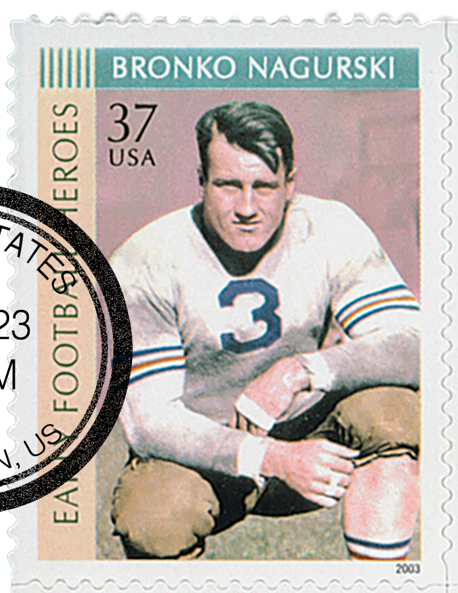 3808 - 2003 37c Early Football Heroes: Bronko Nagurski - Mystic Stamp ...