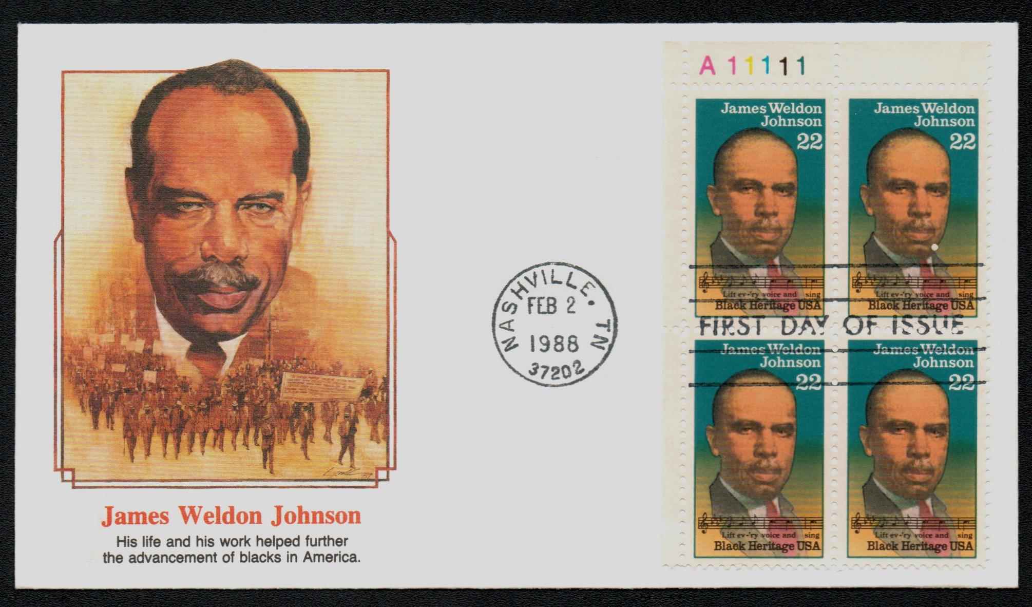 2371 - 1988 22c Black Heritage: James Weldon Johnson - Mystic Stamp Company