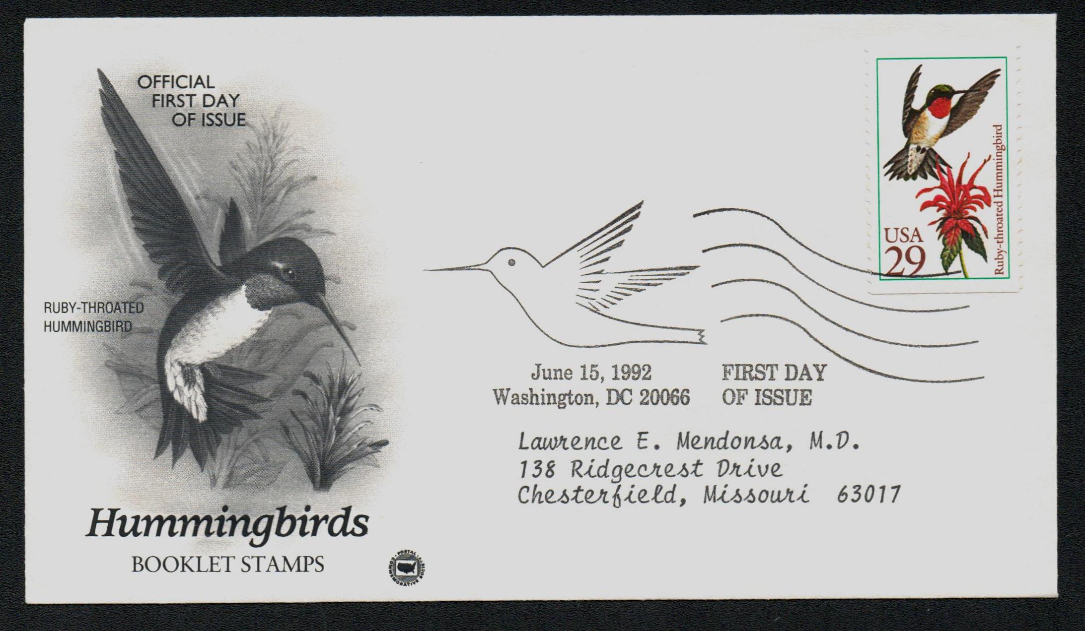 2642 - 1992 29c Hummingbirds: Ruby-throated - Mystic Stamp Company