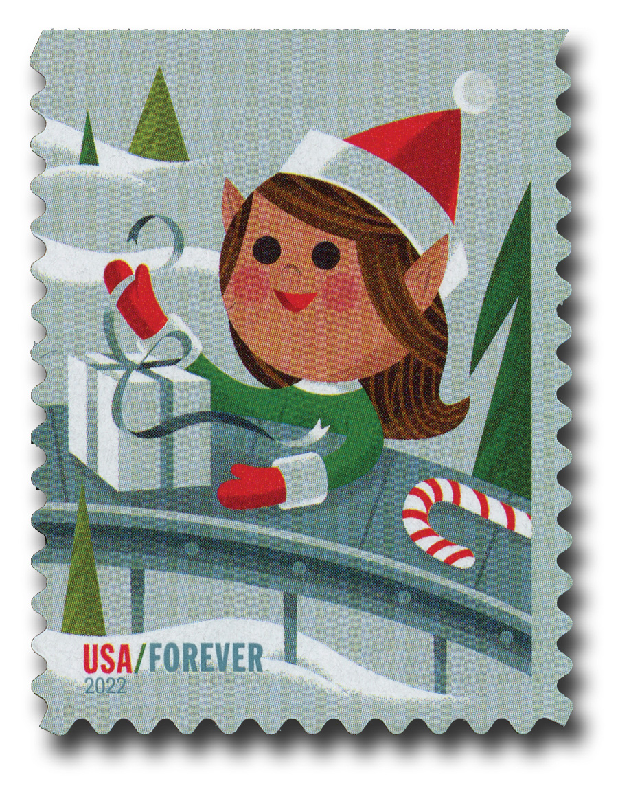 5723 - 2022 First-Class Forever Stamps - Christmas Elves: Elf Tying ...