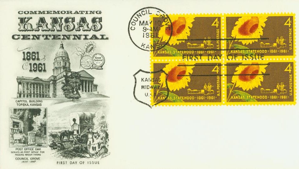 1183 - 1961 4c Kansas Statehood - Mystic Stamp Company