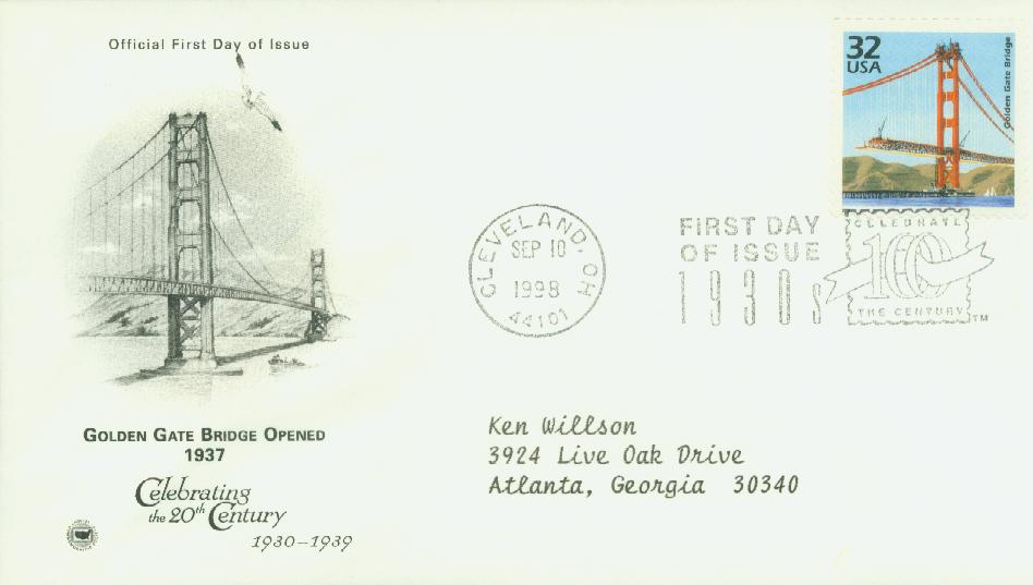 3185l - 1998 32c Celebrate the Century - 1930s: Golden Gate Bridge ...