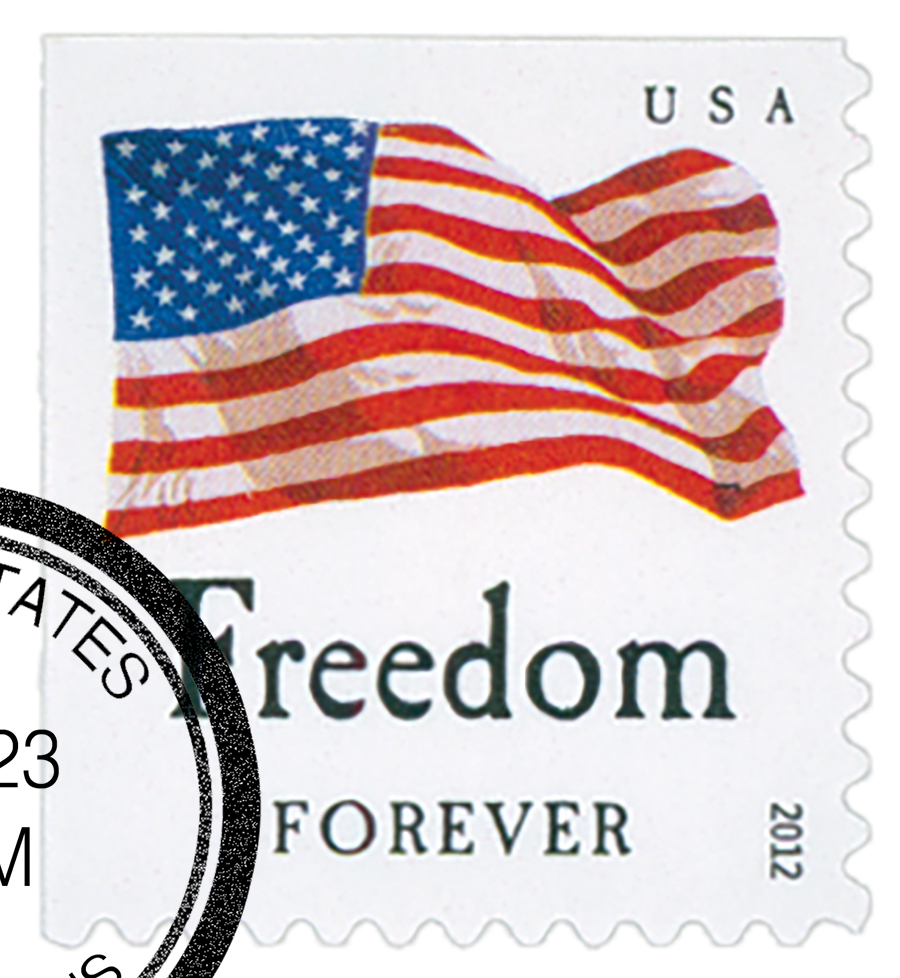 4645 - 2012 First-Class Forever Stamp - Flag and "Freedom" with Dark ...