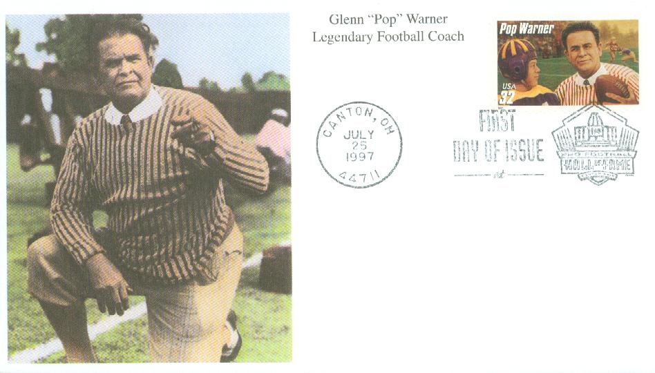 3144 - 1997 32c Football Coaches: Pop Warner - Mystic Stamp Company