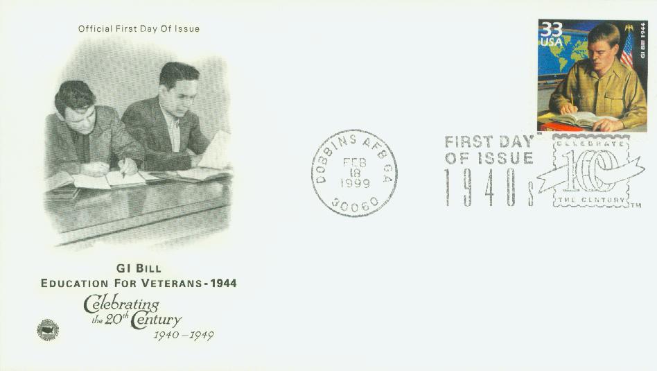 3186i - 1999 33c Celebrate the Century - 1940s: GI Bill 1944 - Mystic ...