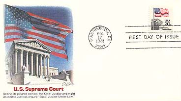 1896 - 1981 20c Flag over Supreme Court, booklet single - Mystic Stamp ...